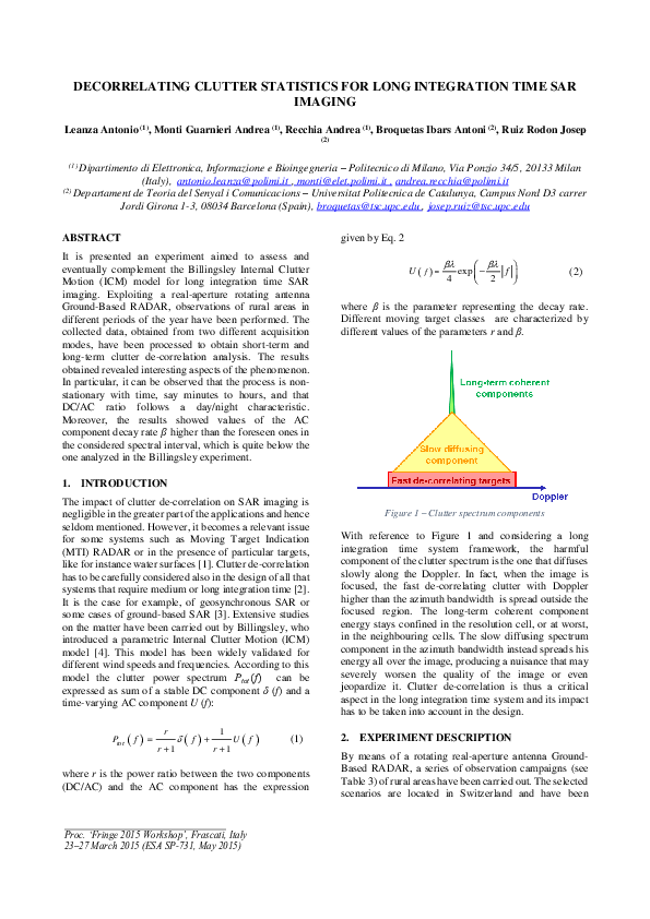 (PDF) Decorrelating Clutter Statistics for Long Integration Time SAR ...