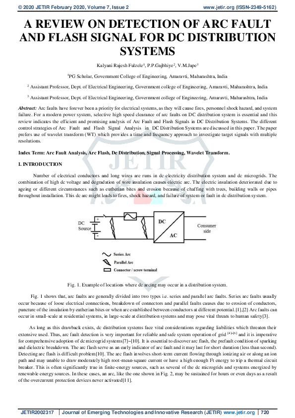 (PDF) A Review on Detection of Arc Fault and Flash Signal for DC Distribution Systems