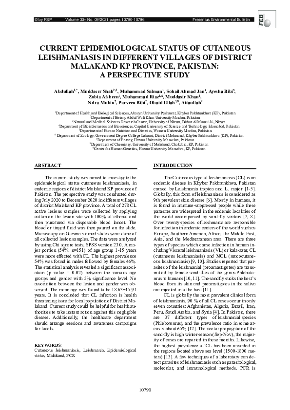 (PDF) CURRENT EPIDEMIOLOGICAL STATUS OF CUTANEOUS LEISHMANIASIS IN ...