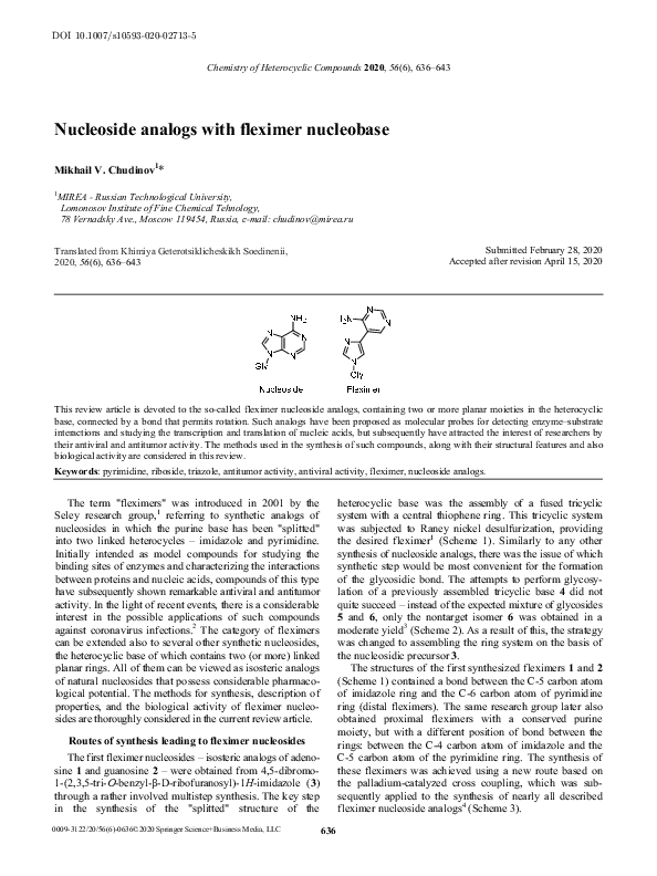 (PDF) Nucleoside Analogs with Fleximer Nucleobase