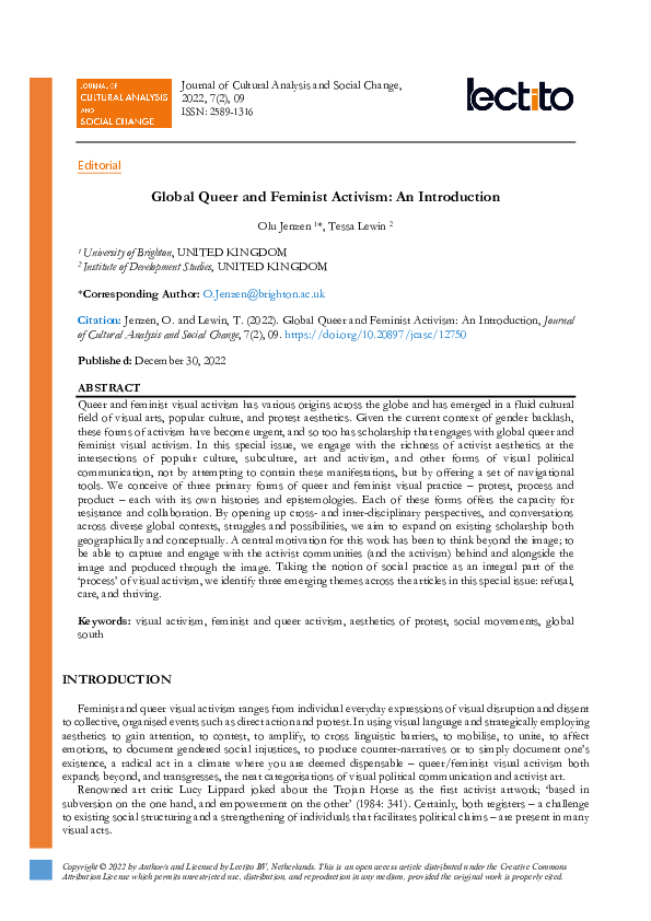 (PDF) Global Queer and Feminist Activism: An Introduction