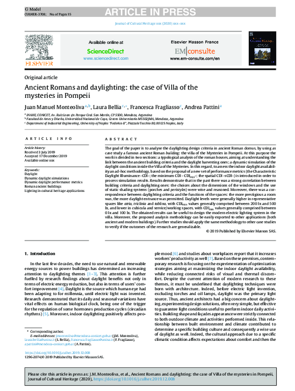 (PDF) Ancient Romans and daylighting: the case of Villa of the ...