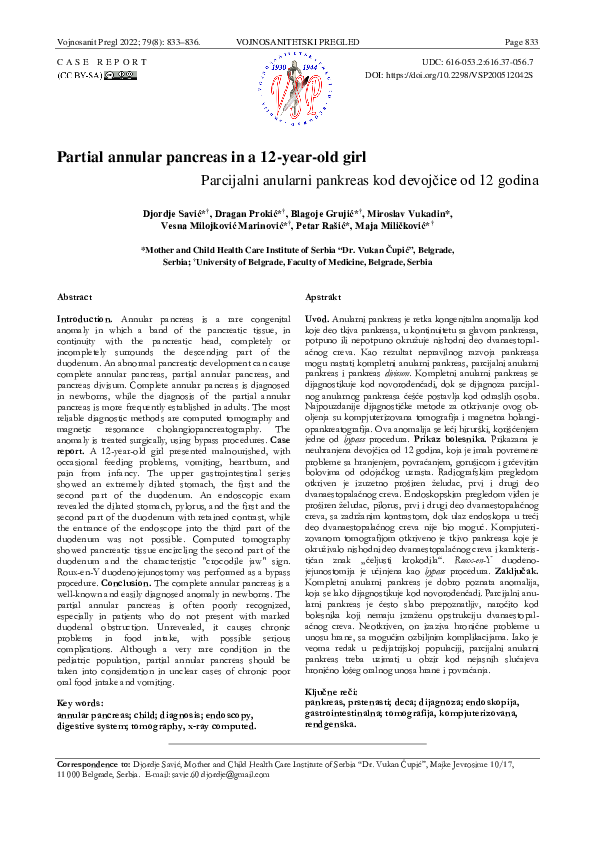 (PDF) Partial annular pancreas in a 12-year-old girl