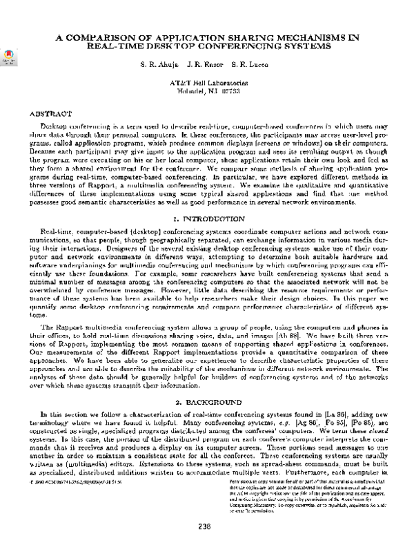 (PDF) A comparison of application sharing mechanisms in real-time ...