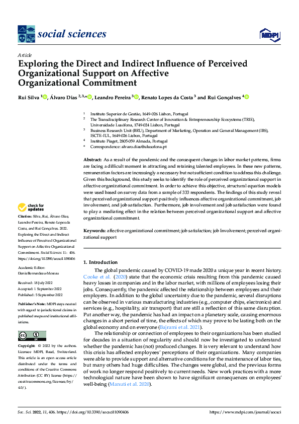 (PDF) Exploring the Direct and Indirect Influence of Perceived Organizational Support on ...