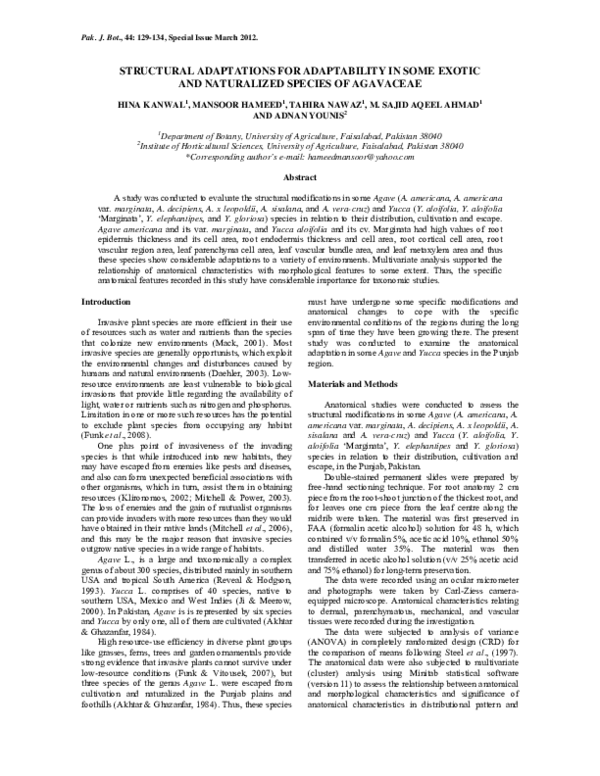 (PDF) Structural Adaptations for Adaptability in Some Exotic and ...