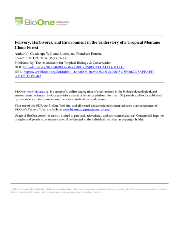 (PDF) Folivory, Herbivores, and Environment in the Understory of a ...