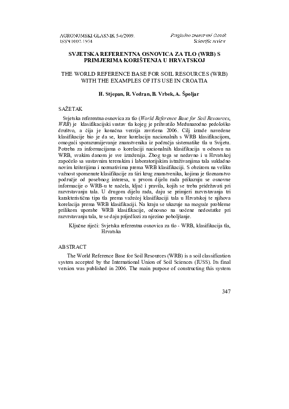 (PDF) The World Reference Base for soil resources (WRB) with the ...