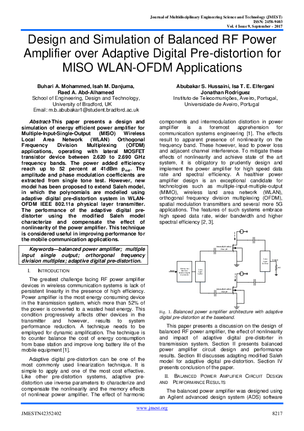(PDF) Design and Simulation of Balanced RF Power Amplifier over ...