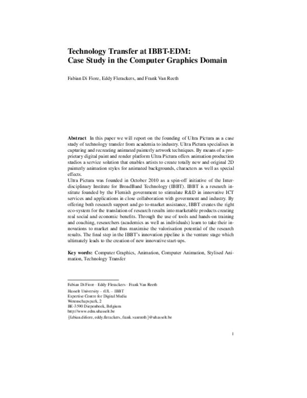 (PDF) Technology Transfer at IBBT-EDM: Case Study in the Computer ...