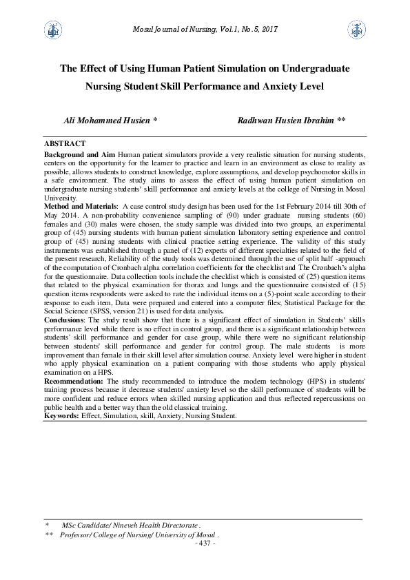 (PDF) The Effect of Using Human Patient Simulation on Undergraduate ...