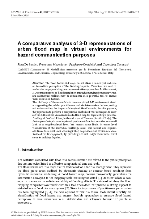 Pdf A Comparative Analysis Of 3 D Representations Of Urban Flood Map In Virtual Environments