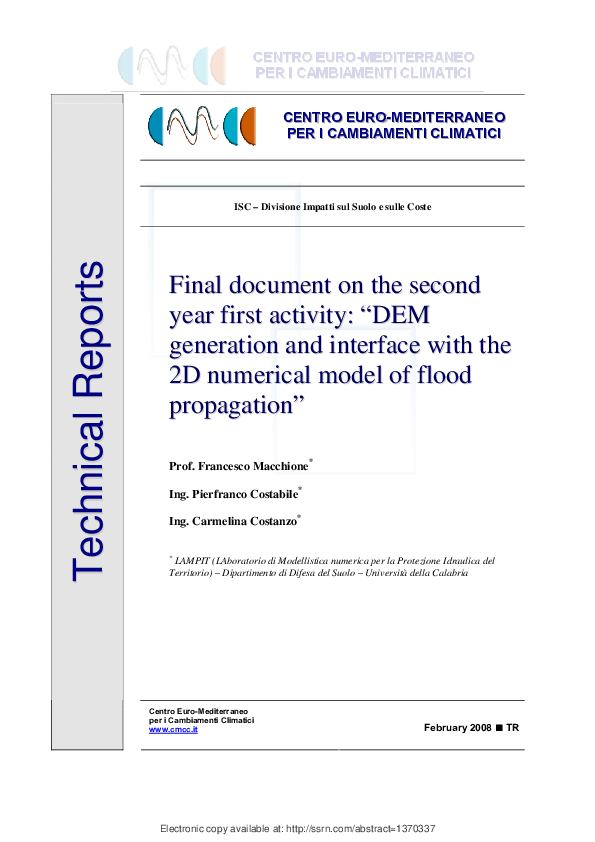 (PDF) Final Document Related to the Second Year First Activity: 'DEM Generation and Interface ...