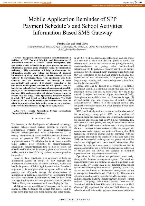 (PDF) Mobile Application Reminder Of Spp Payment Schedule'S And School ...