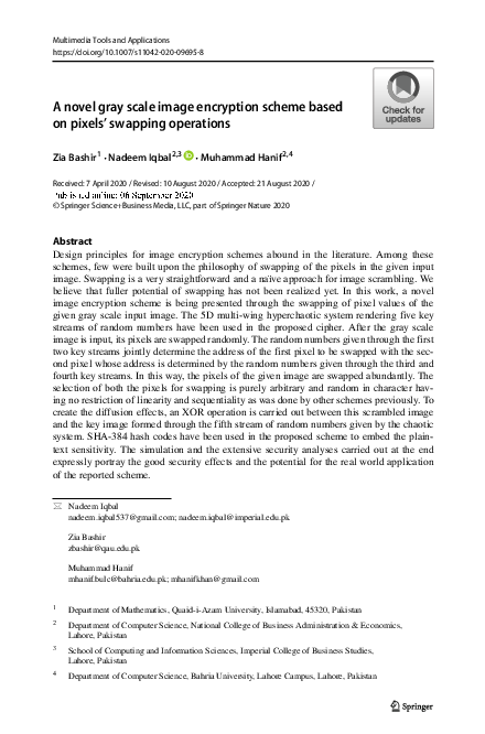 Pdf A Novel Gray Scale Image Encryption Scheme Based On Pixels Swapping Operations 2288