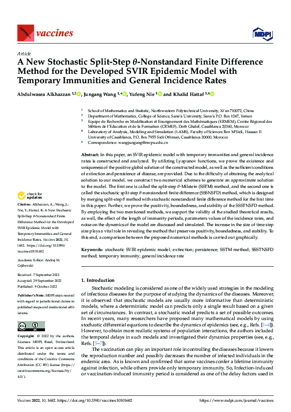 Pdf A New Stochastic Split Step θ Nonstandard Finite Difference Method For The Developed Svir