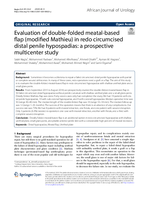 (PDF) Evaluation of double-folded meatal-based flap (modified Mathieu ...