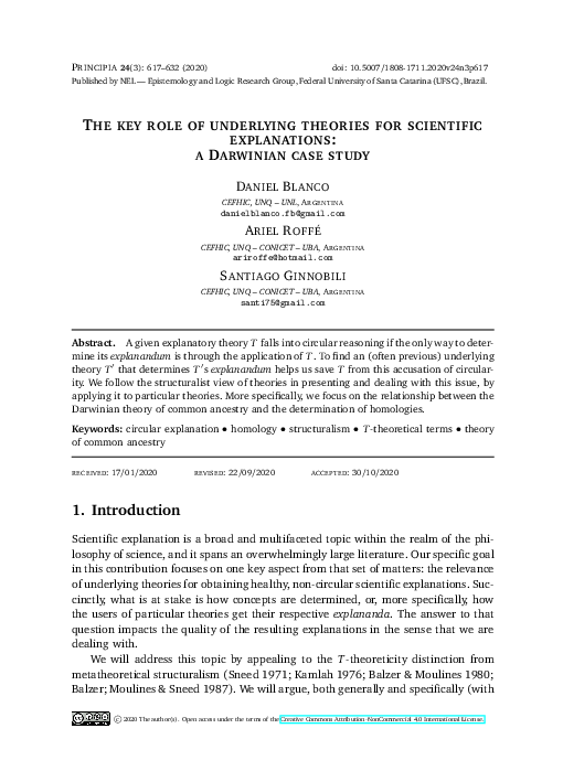 (PDF) The key role of underlying theories for scientific explanations. A darwinian case study