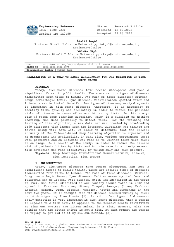 Pdf Realization Of A Yolo V3 Based Application For The Detection Of Tick Borne Cases Ismail