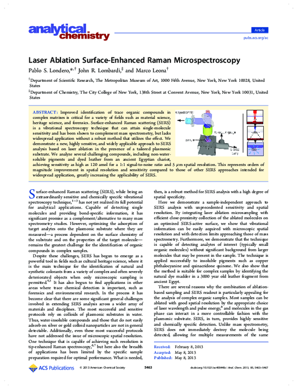 Pdf Laser Ablation Surface Enhanced Raman Microspectroscopy Marco