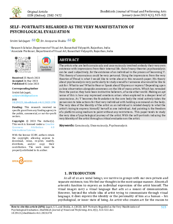 (PDF) SELF-PORTRAITS REGARDED AS THE VERY MANIFESTATION OF ...