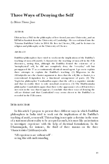 (PDF) Three Ways of Denying the Self