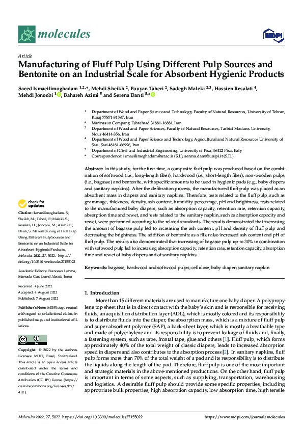 (PDF) Manufacturing of Fluff Pulp Using Different Pulp Sources and ...