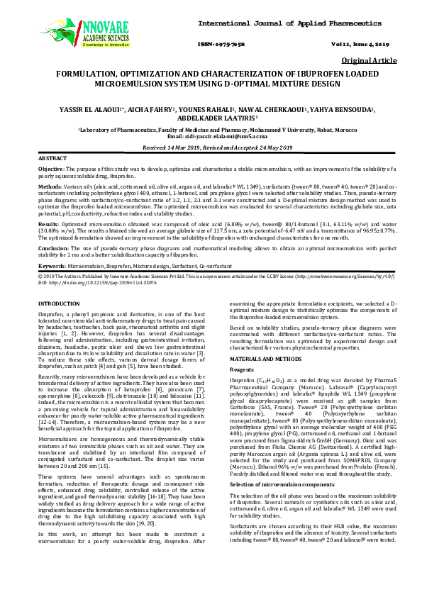 Pdf Formulation Optimization And Characterization Of Ibuprofen