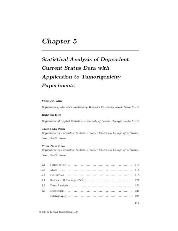 (PDF) Statistical Analysis of Dependent Current Status Data with ...