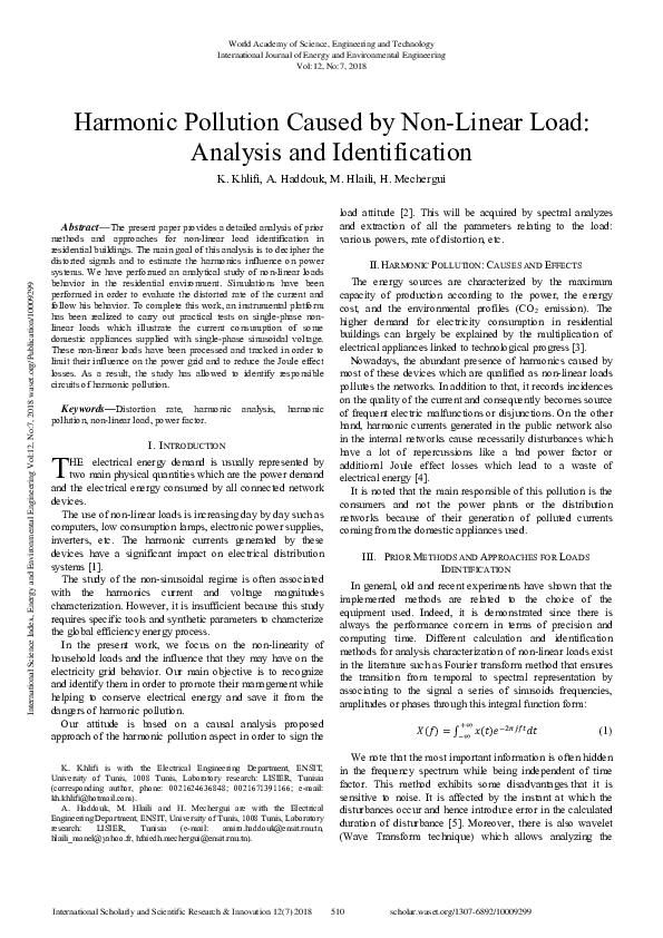 (PDF) Harmonic Pollution Caused By Non-Linear Load: Analysis And ...