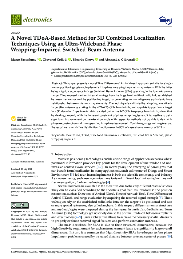 Pdf A Novel Tdoa Based Method For 3d Combined Localization Techniques