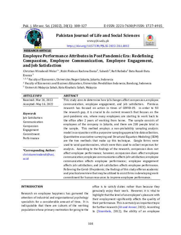 Pdf Employee Performance Attributes In Post Pandemic Era Redeô Ining