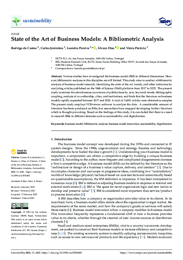(PDF) State of the Art of Business Models A Bibliometric Analysis