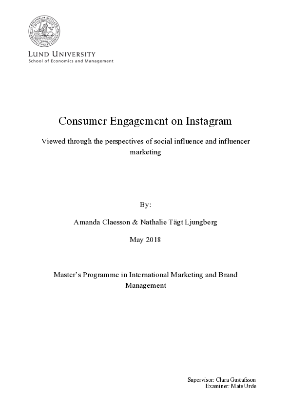 (PDF) Consumer Engagement on Instagram: Viewed through the perspectives ...