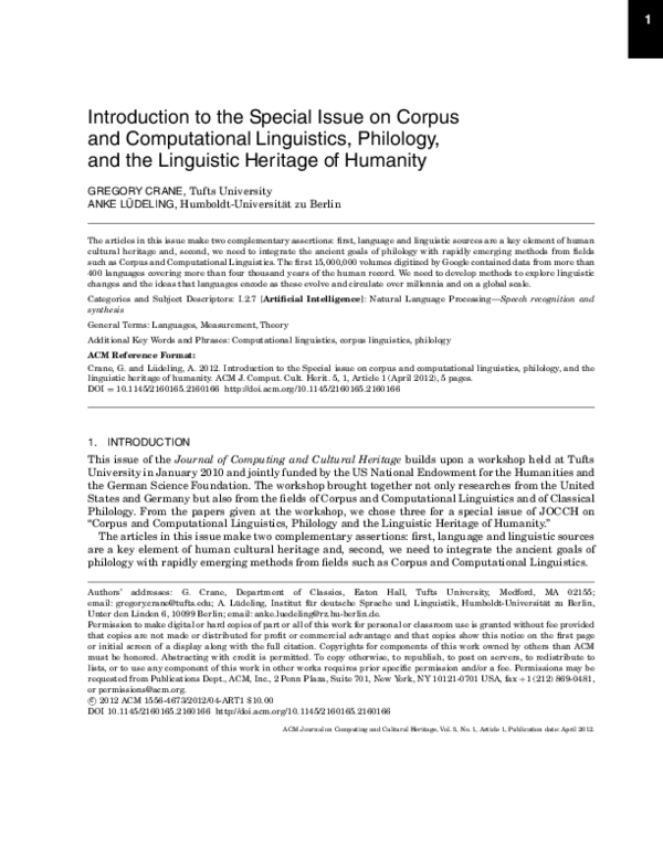 (PDF) Introduction to the special issue on corpus and computational linguistics, philology, and ...