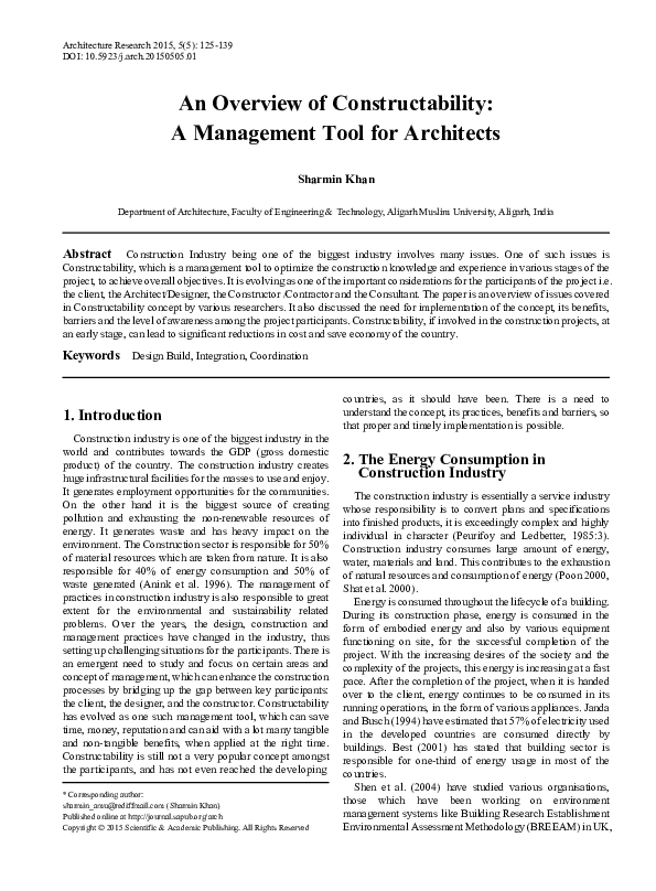 (PDF) An Overview of Constructability Practices