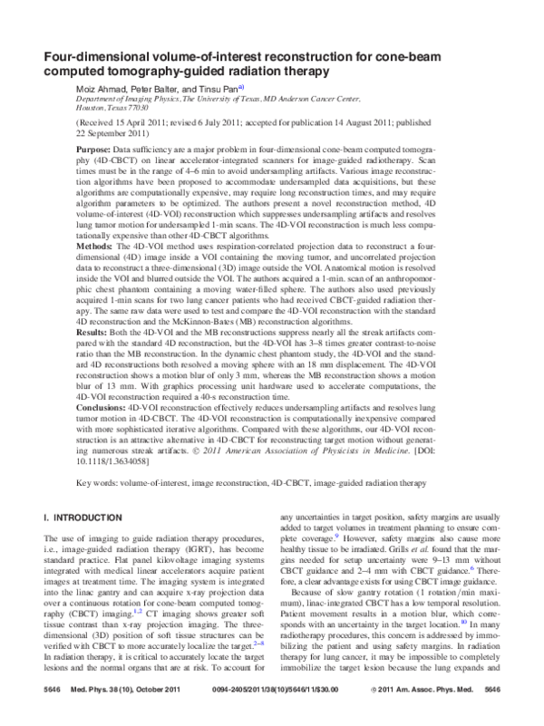(PDF) Four-dimensional volume-of-interest reconstruction for cone-beam ...