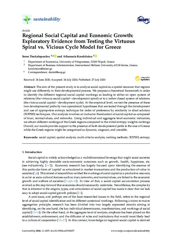 (PDF) Regional Social Capital and Economic Growth: Exploratory Evidence ...