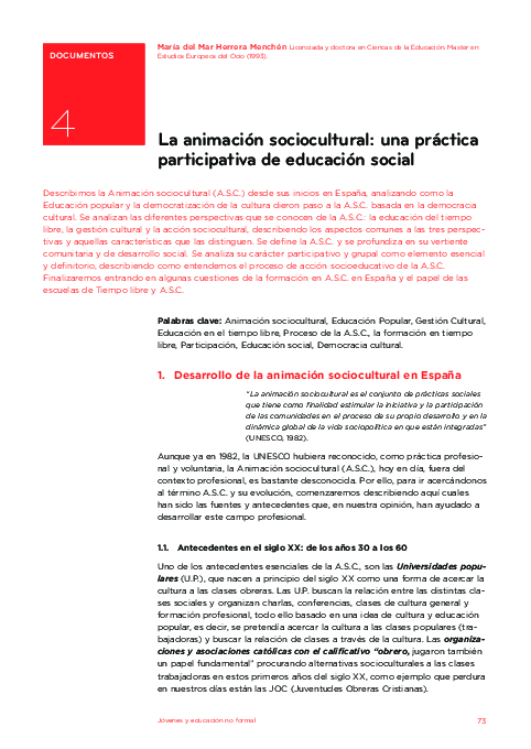 (PDF) La animación sociocultural. Una práctica participativa de ...