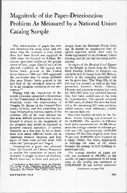 (PDF) Magnitude of the Paper-Deterioration Problem as Measured by a ...