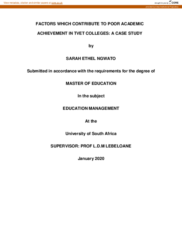 (PDF) Factors which contribute to poor academic achievement in TVET ...