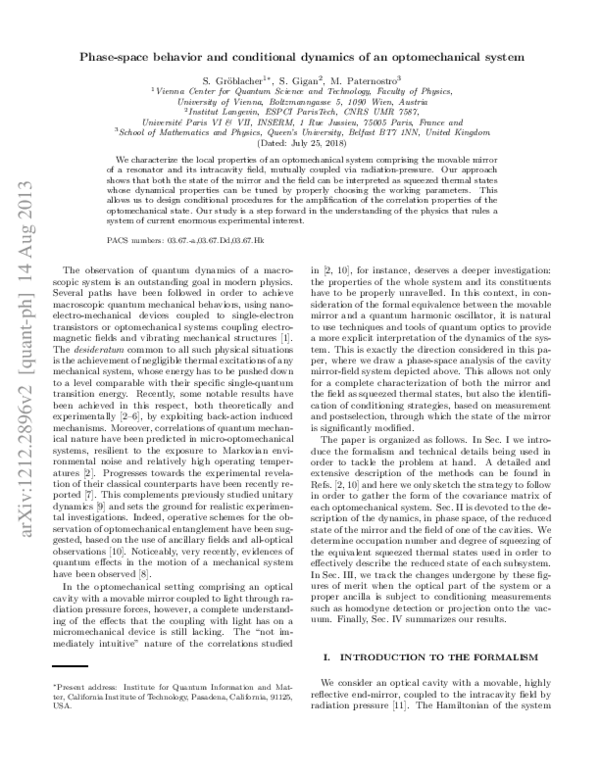 (PDF) Phase-space behavior and conditional dynamics of an ...