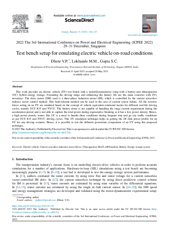 (PDF) Test bench setup for emulating electric vehicle on-road conditions