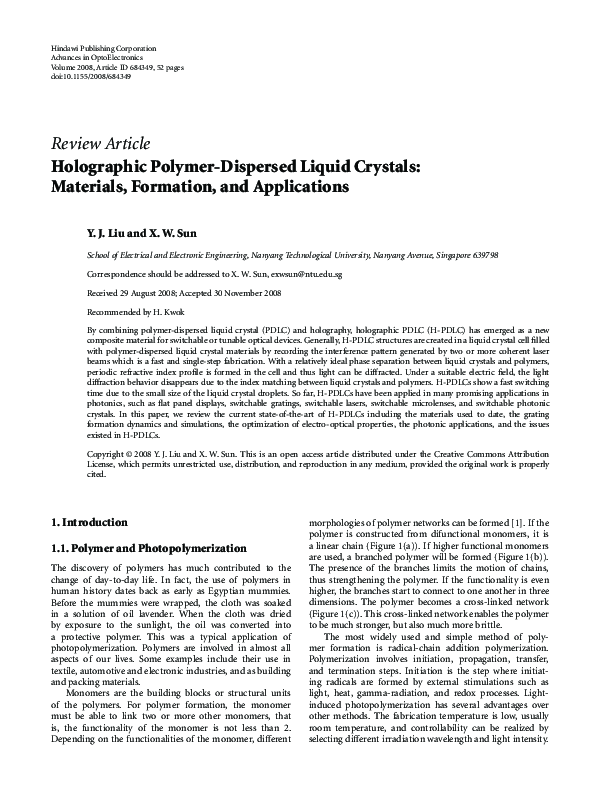 (PDF) Holographic Polymer-Dispersed Liquid Crystals: Materials ...