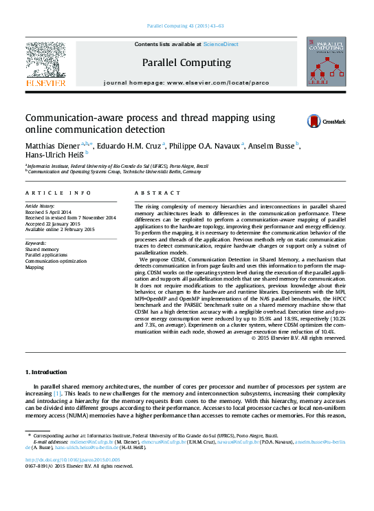 (PDF) Communication-aware process and thread mapping using online communication detection
