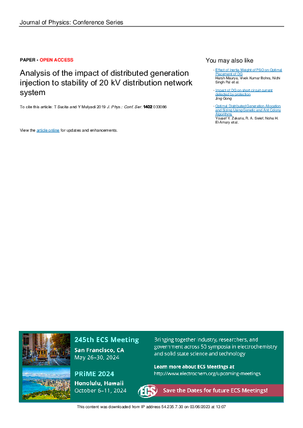 (PDF) Analysis of the impact of distributed generation injection to stability of 20 kV ...
