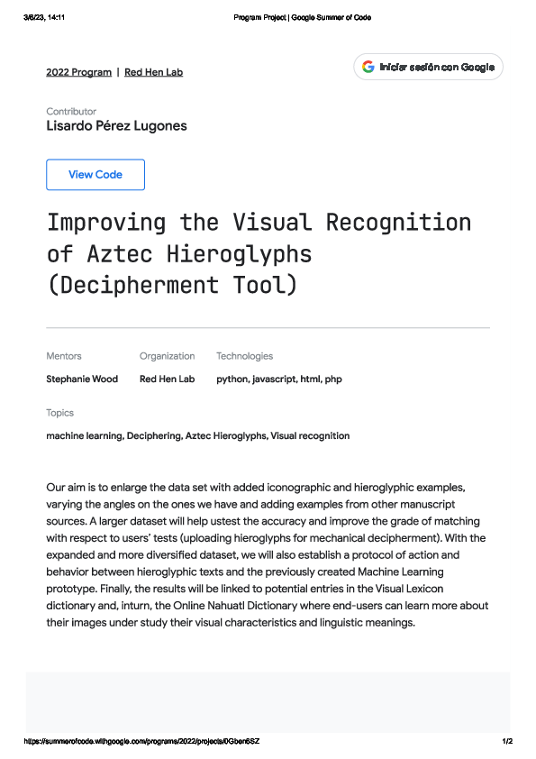 (PDF) PÉREZ LUGONES (2022) GSoC RedHenLab - Improving the Visual ...