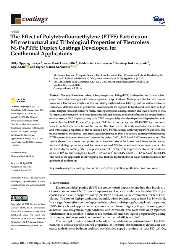(PDF) The Effect of Polytetrafluoroethylene (PTFE) Particles on Microstructural and Tribological ...