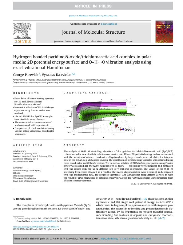 (PDF) Hydrogen bonded pyridine N-oxide/trichloroacetic acid complex in ...