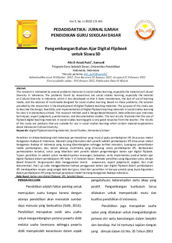 (PDF) Pengembangan Bahan Ajar Digital Flipbook untuk Siswa SD